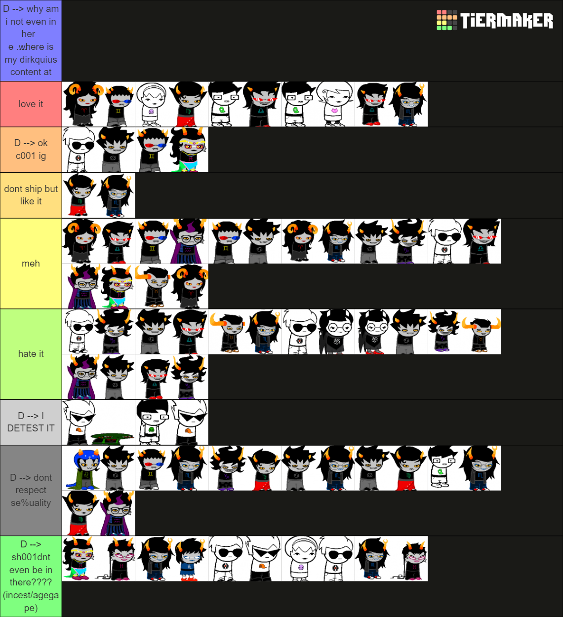 Homestuck ships Tier List (Community Rankings) - TierMaker