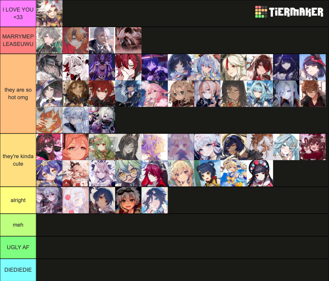 rate genshin characters! (simp addition) (3.4) Tier List (Community ...