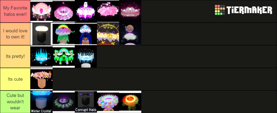 All royale high halos, this was made in march 2021 Tier List (Community ...
