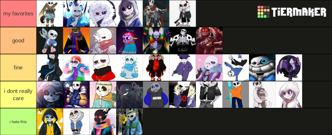all sans aus Tier List (Community Rankings) - TierMaker