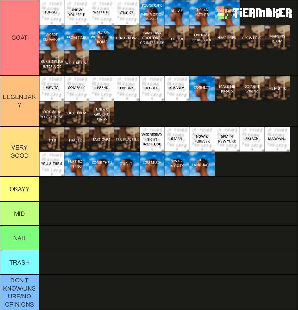 EVERY DRAKE SONGS Tier List (Community Rankings) - TierMaker