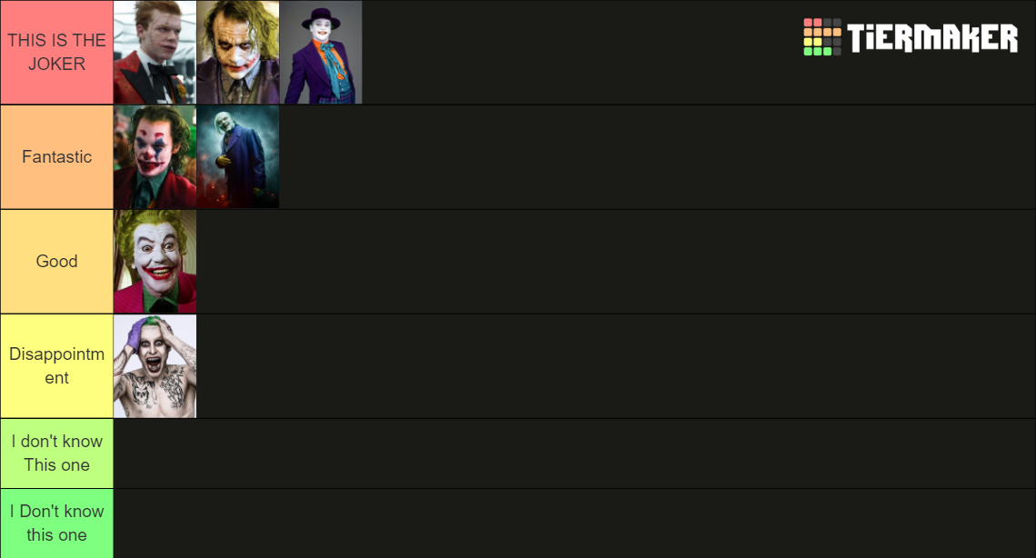 Definitive Joker (Liveaction Portrayals) Tier List (Community Rankings ...