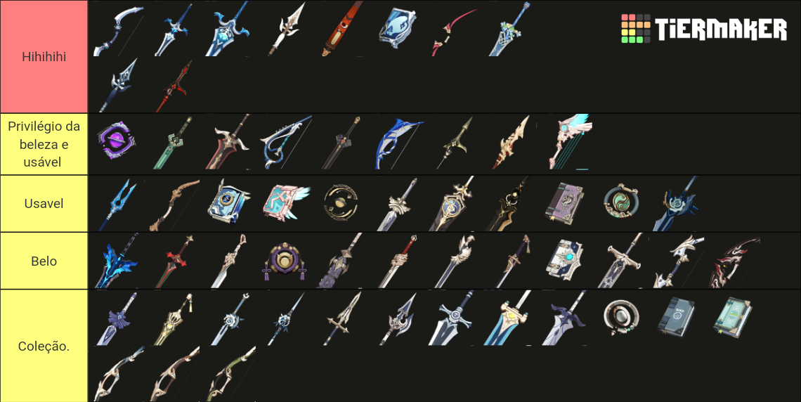 Genshin Impact all Weapons Tier List (Community Rankings) - TierMaker