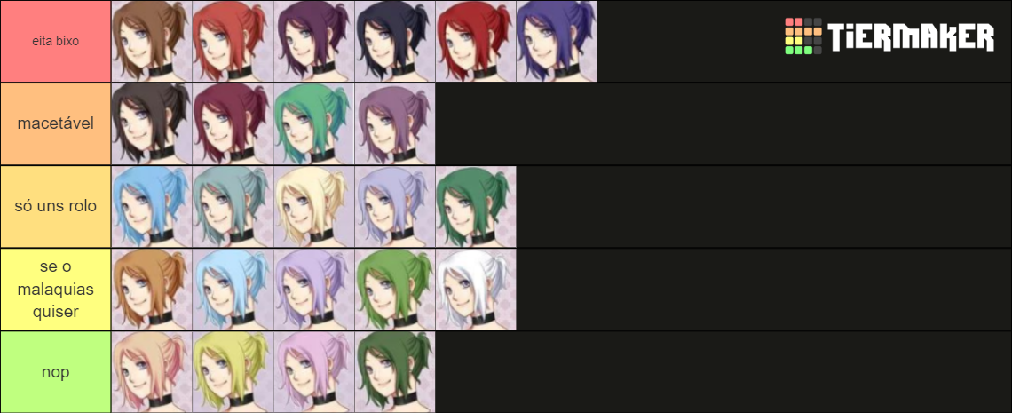 Waifu Hair Color Tier List (Community Rankings) - TierMaker