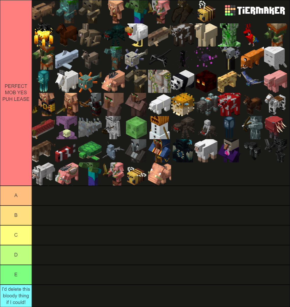 Every Official Minecraft Mob ! (1.17) Tier List (Community Rankings) - TierMaker