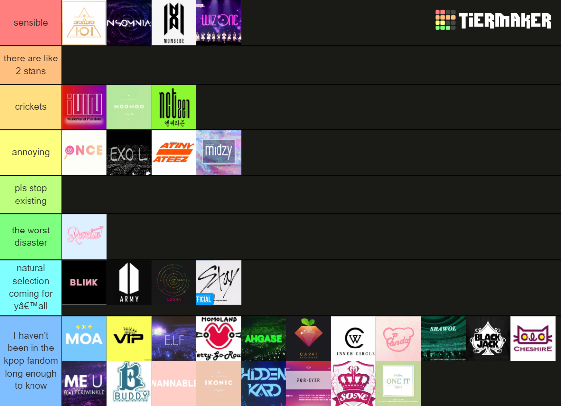 kpop fandoms Tier List (Community Rankings) - TierMaker
