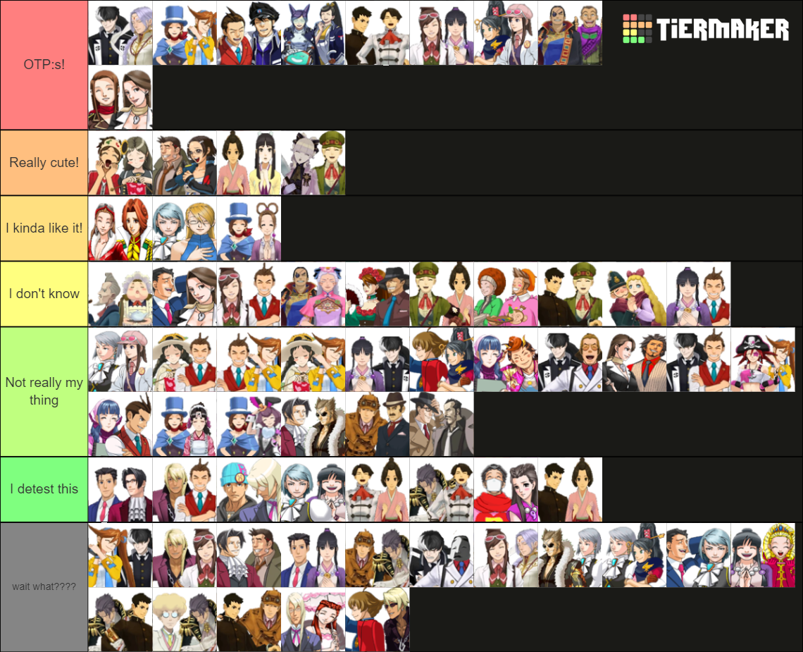 Ace attorney and TGAA ships Tier List (Community Rankings) - TierMaker