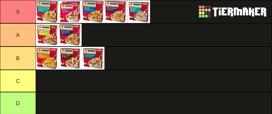 Jimmy Dean Breakfast Bowls Tier List (Community Rankings) - TierMaker