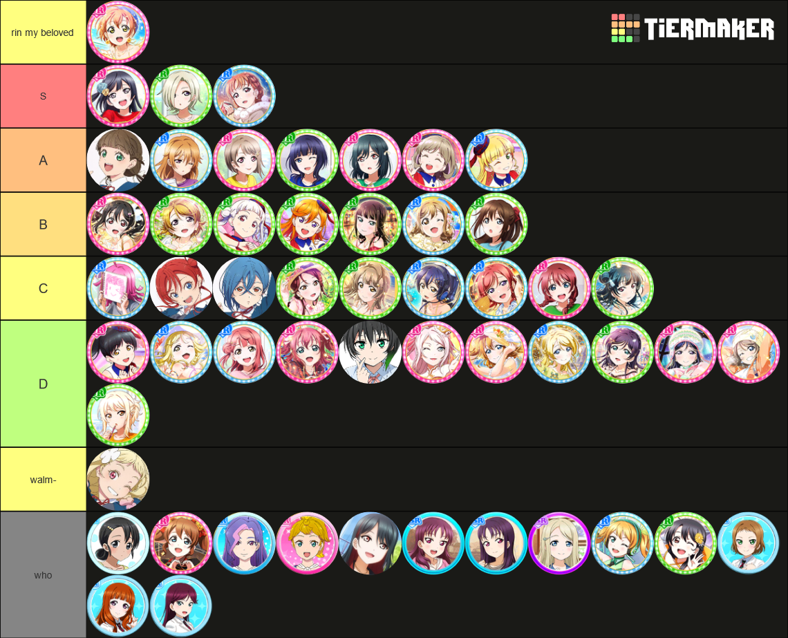 Love Live Best Girls (All Groups Including New Liella Girls) Tier List ...