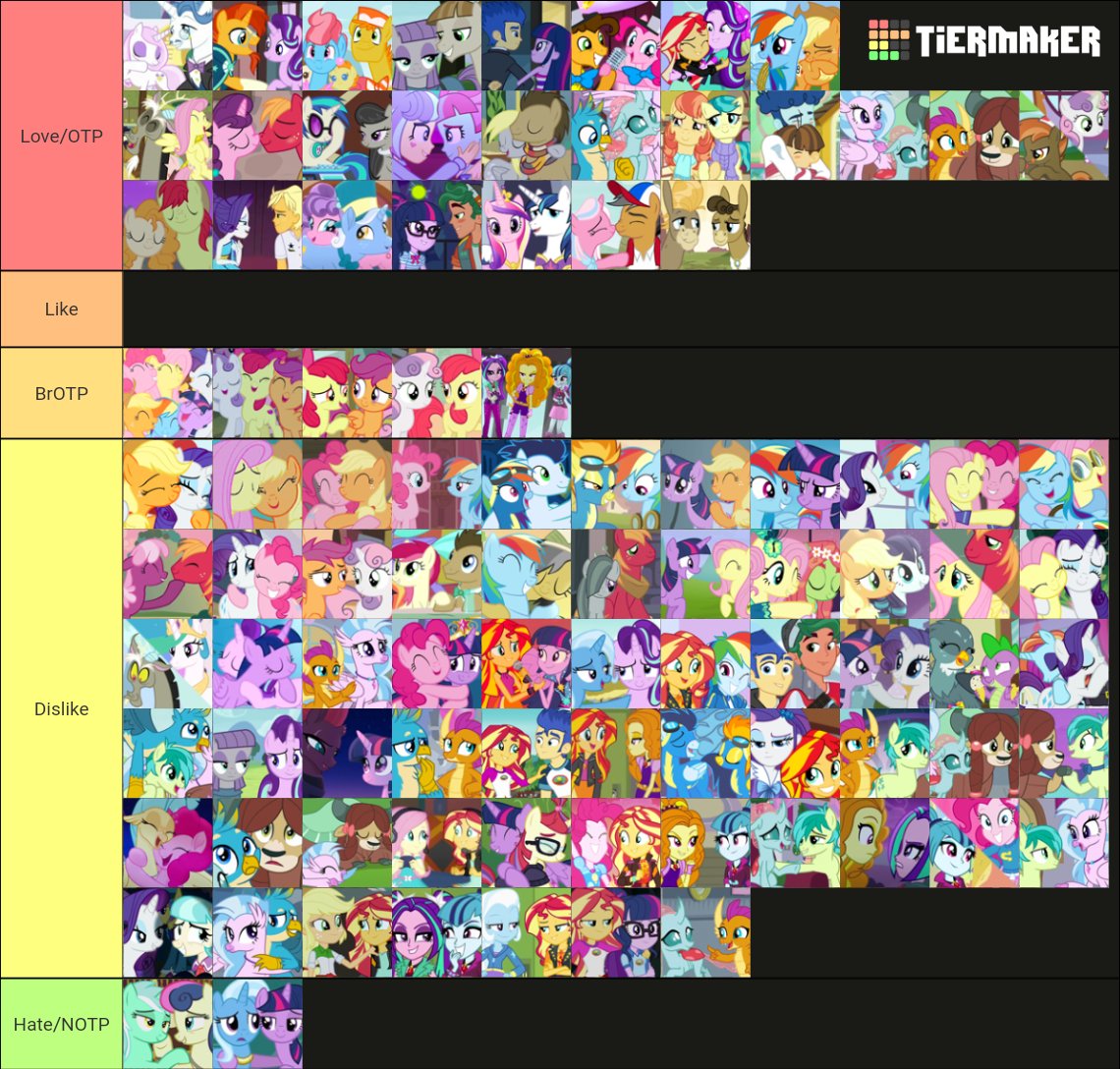 MLP:FiM/Equestria Girls Ships Tier List (Community Rankings) - TierMaker