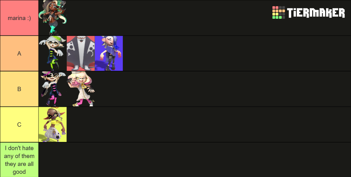 All Splatoon Idols (1+2+3) Tier List (Community Rankings) - TierMaker