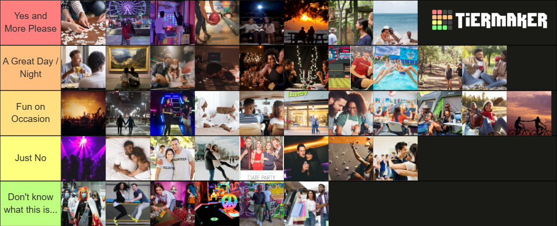 Date Night Ideas! Tier List (Community Rankings) - TierMaker
