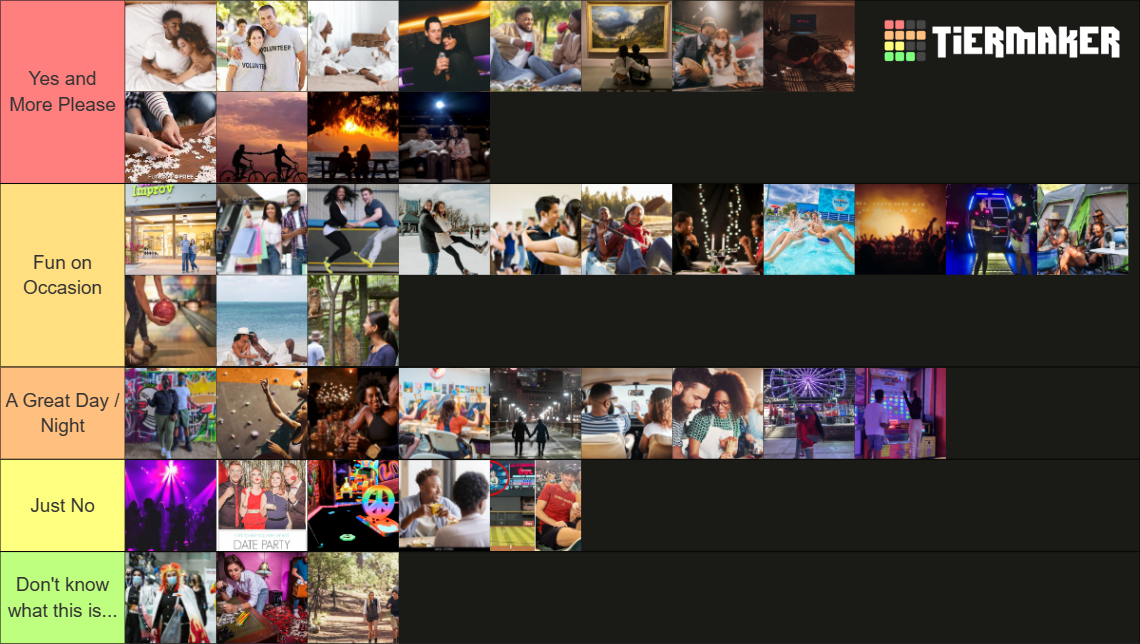 Date Night Ideas! Tier List (Community Rankings) - TierMaker