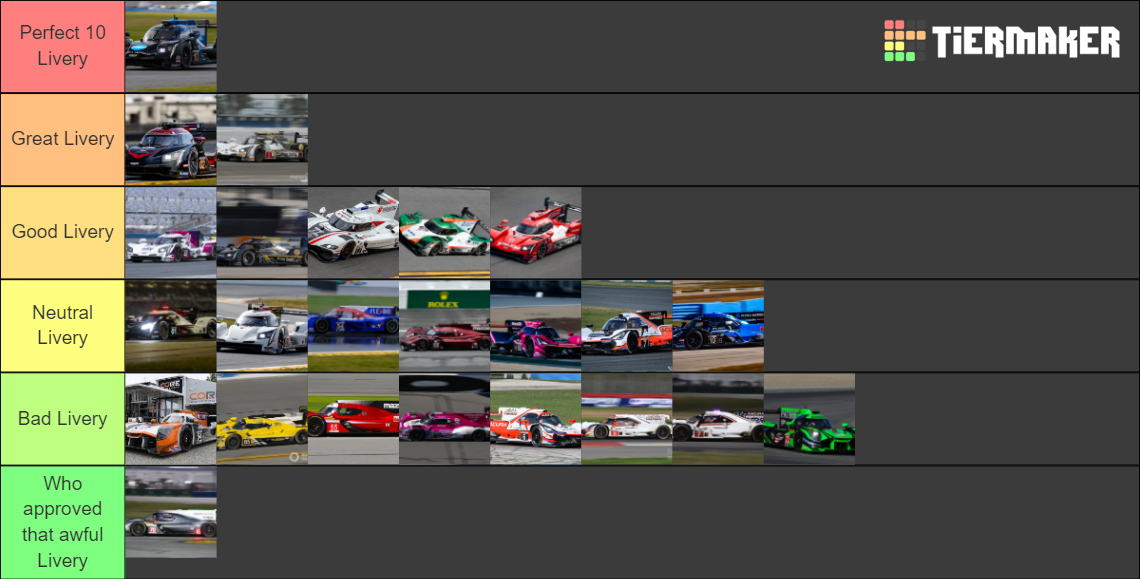 IMSA DPi liveries Tier List (Community Rankings) - TierMaker