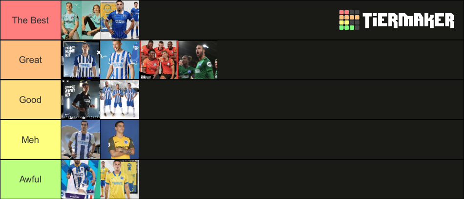 Brighton premier league era Kits Tier List (Community Rankings) - TierMaker