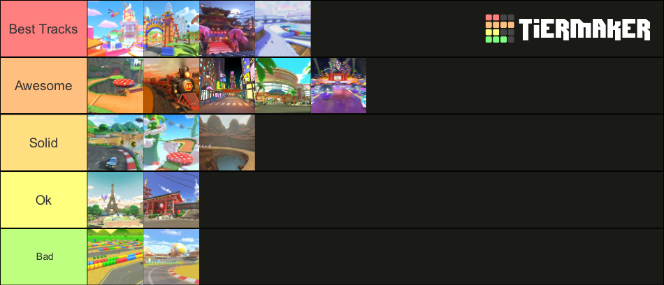 Tracks from Waves 1-6 of the MK8 Deluxe Booster Course Pass Tier List ...