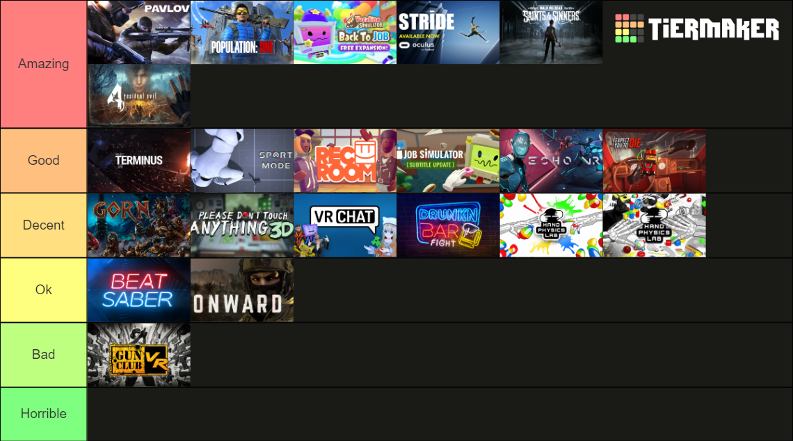Quest Games (VR) Tier List (Community Rankings) - TierMaker
