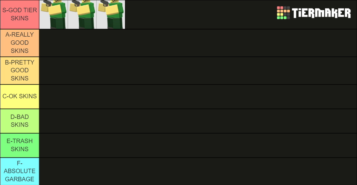 TDS SKIN TIER LIST Tier List (Community Rankings) - TierMaker TDS SKIN TIER LIST Tier List (Community Rankings) - TierMaker