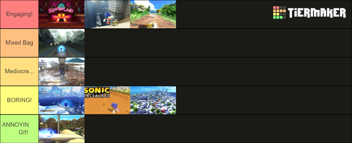 Sonic Unleashed Main Day Stages Tier List (Community Rankings) - TierMaker