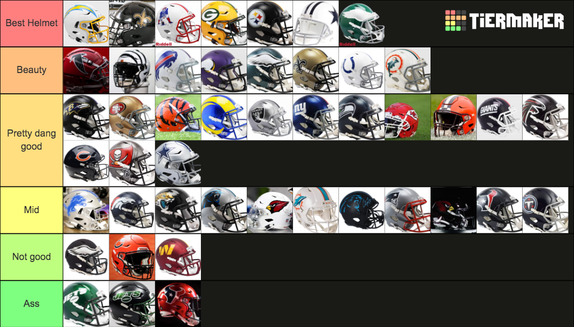 All NFL HELMETS 2022-23 Tier List (Community Rankings) - TierMaker