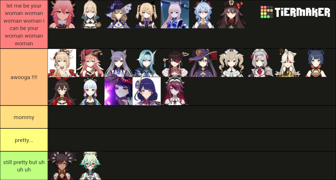 genshin women Tier List (Community Rankings) - TierMaker