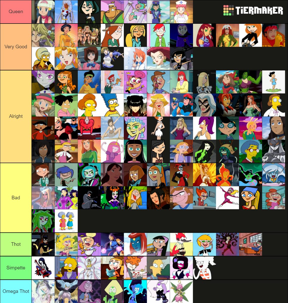 Cartoon Waifus Tier List (Community Rankings) - TierMaker