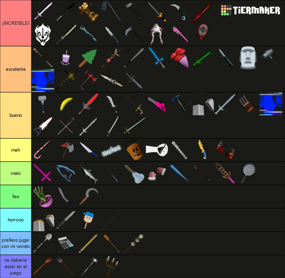Every melee in roblox arsenal Tier List (Community Rankings) - TierMaker