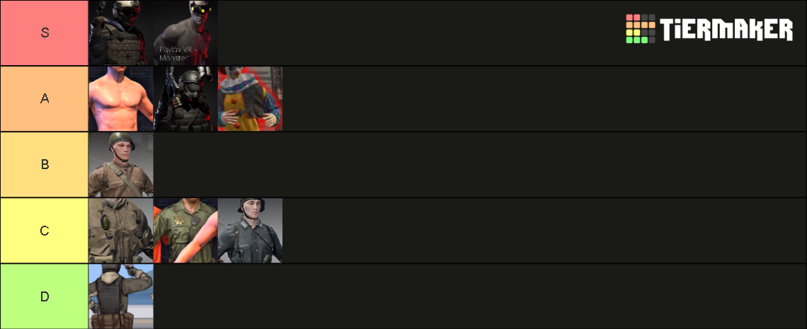 Pavlov VR Characters Tier List (Community Rankings) - TierMaker