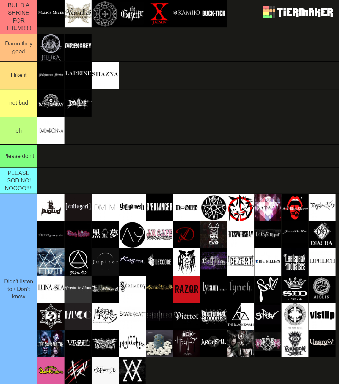 Visual Kei Tier List (Community Rankings) - TierMaker