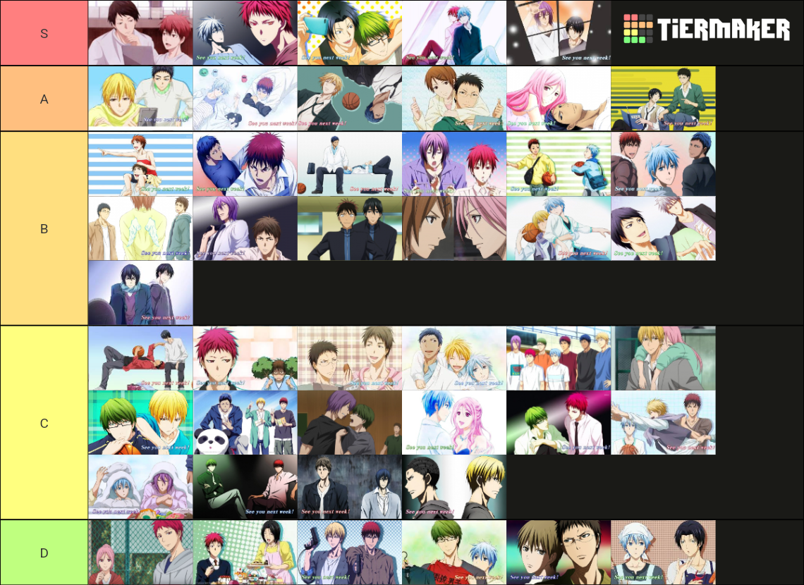 Kuroko no Basket/KNB Ships Tier List (Community Rankings) - TierMaker