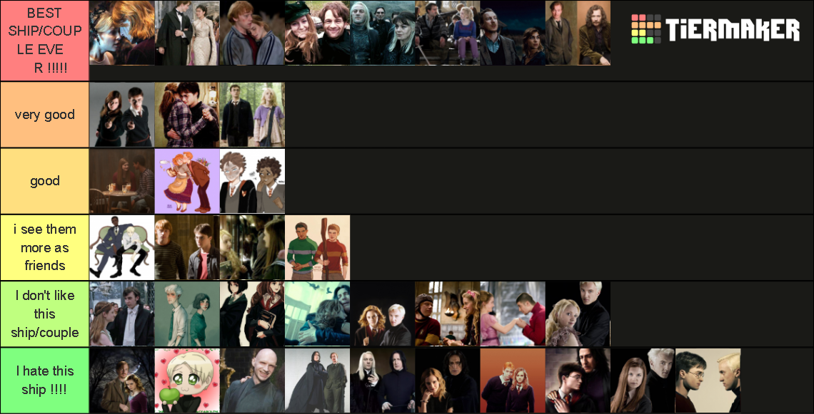 harry potter ships and couples Tier List (Community Rankings) - TierMaker