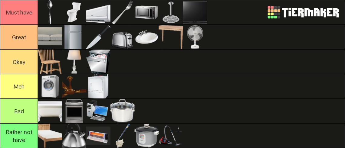 Random Household Items Ranked Tier List (Community Rankings) - TierMaker