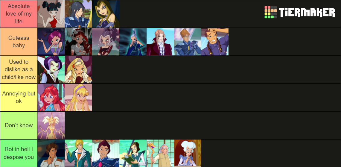 Winx Club Ranking FINAL Tier List (Community Rankings) - TierMaker