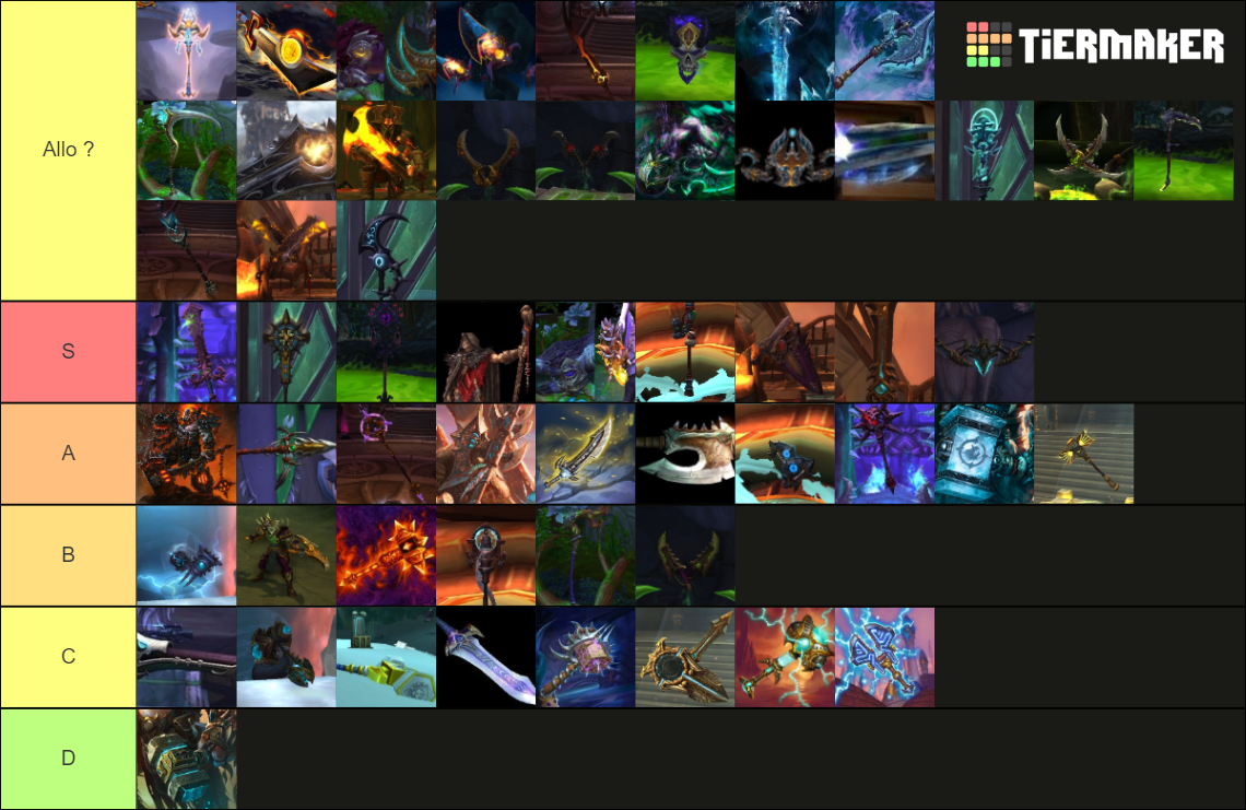 Weapons in World of Warcraft Tier List (Community Rankings) - TierMaker
