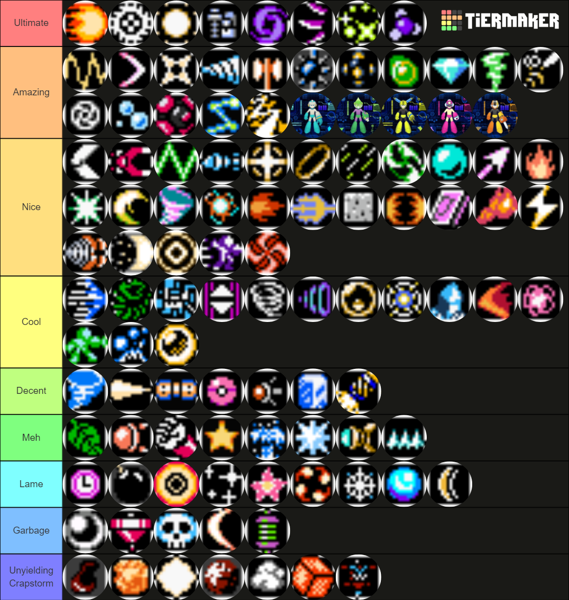 Megaman Robot Masters Special Weapons Ranked Tier List (Community ...