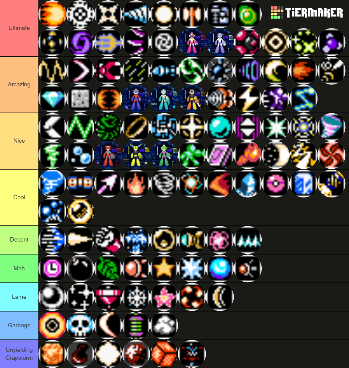 Megaman Robot Masters Special Weapons Ranked Tier List (Community ...