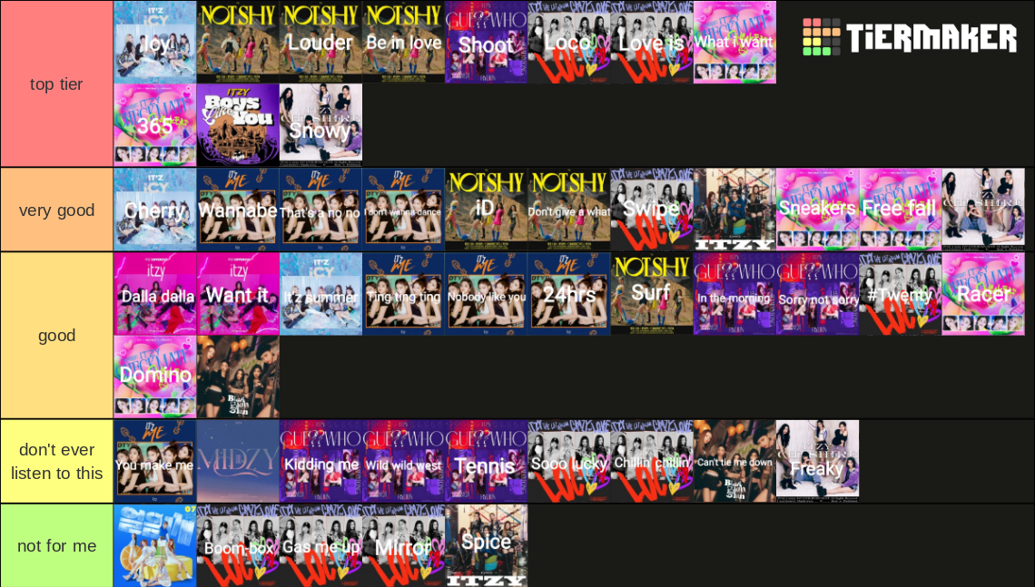 Itzy songs Tier List (Community Rankings) - TierMaker