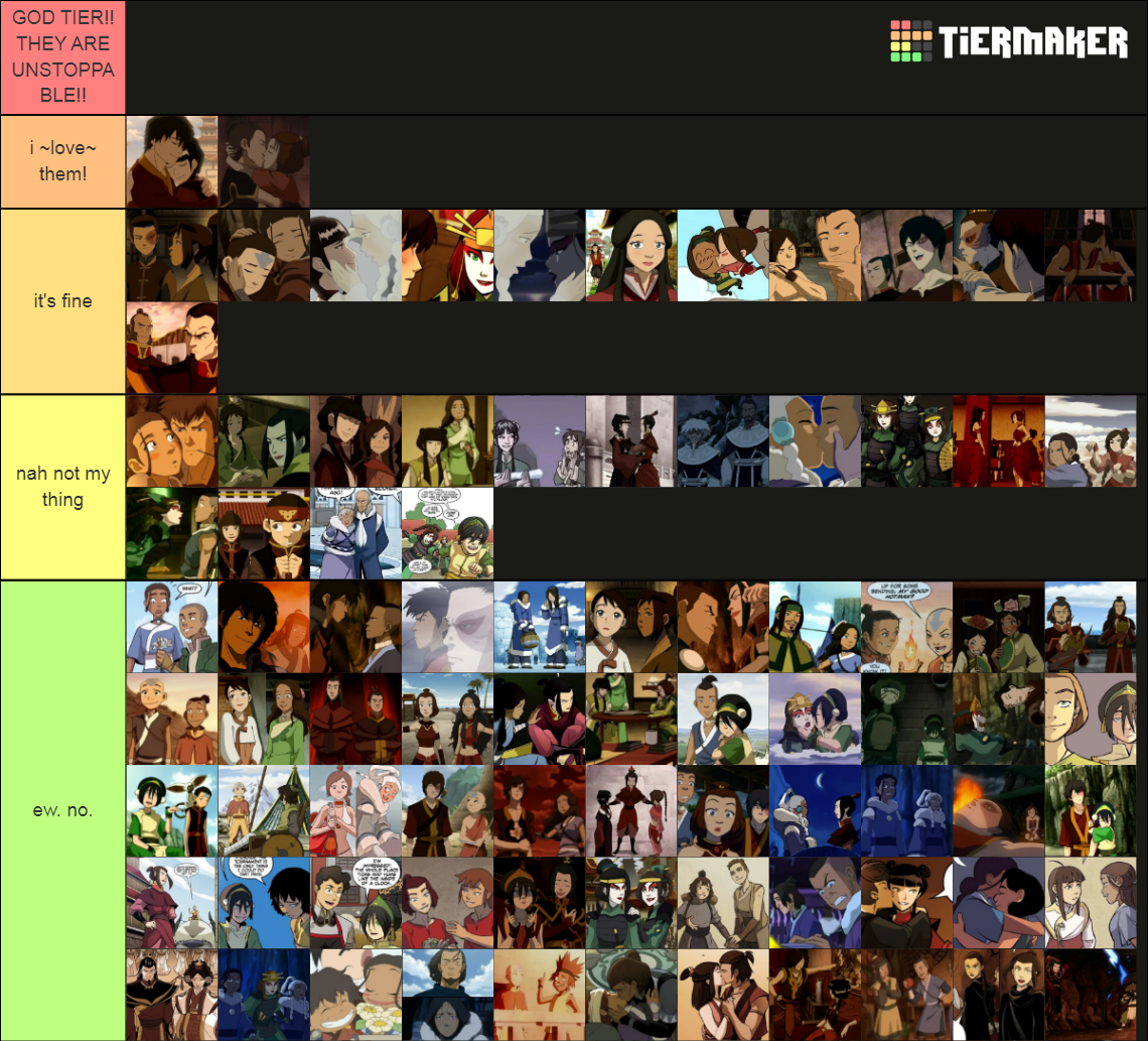 Avatar: The Last Airbender Ship (with rarepairs) Tier List (Community ... Avatar: The Last Airbender Ship (with rarepairs) Tier List (Community ...