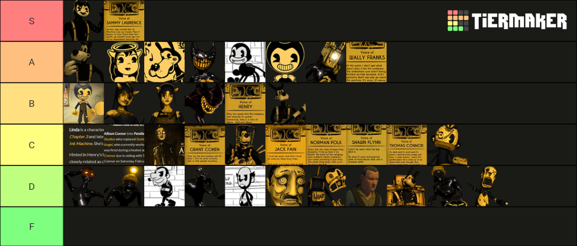 Bendy Tier List (Community Rankings) - TierMaker