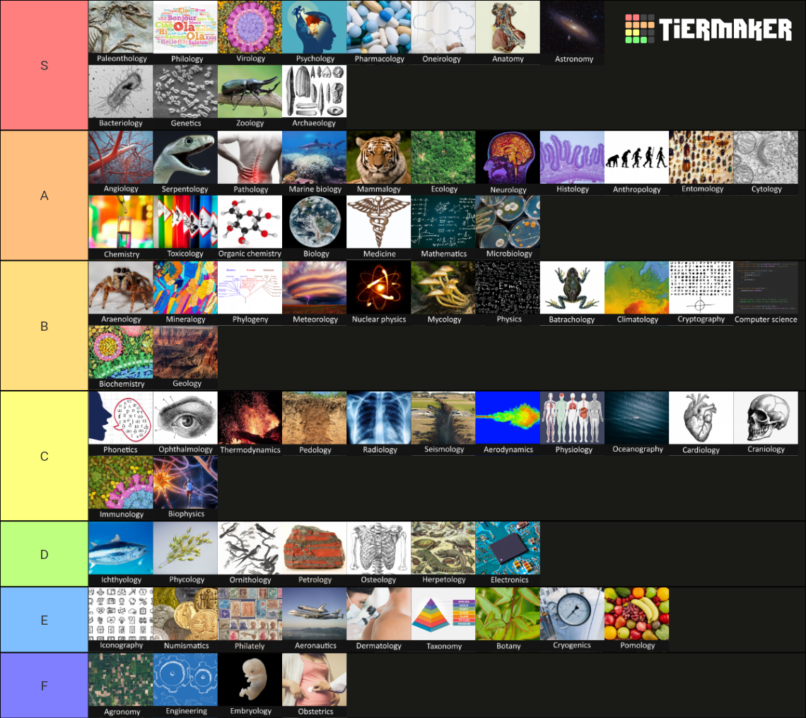 Branches of science Tier List (Community Rankings) - TierMaker