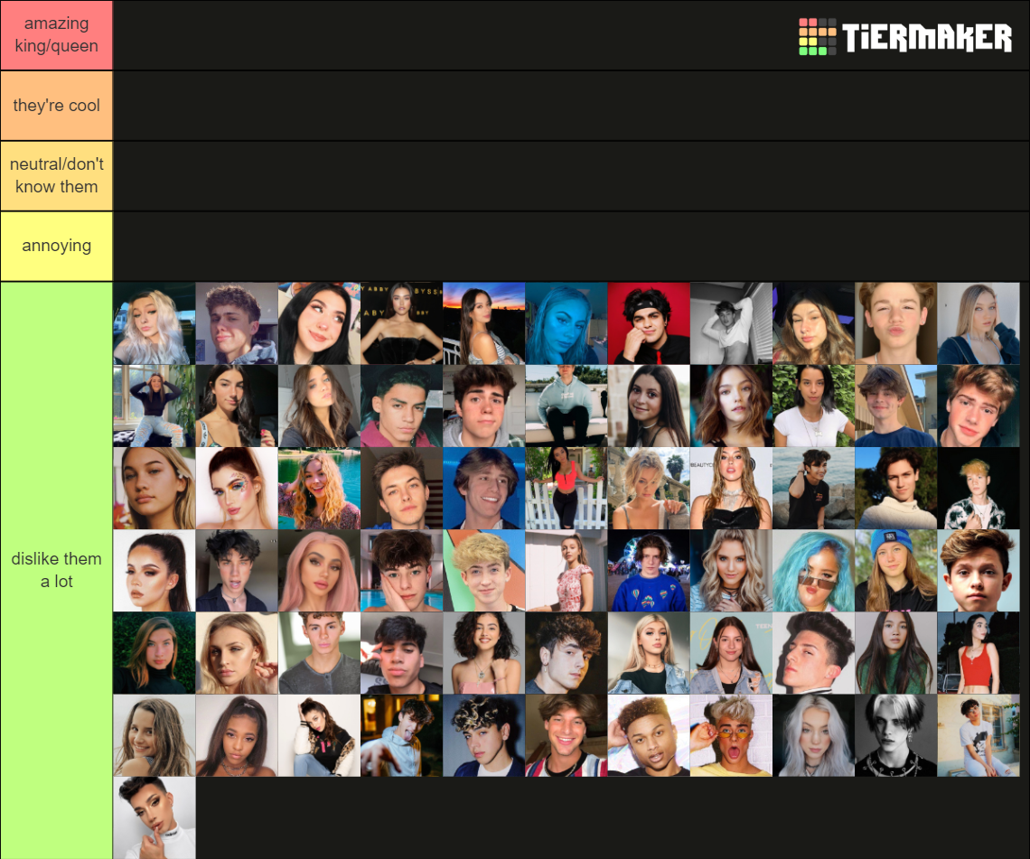popular tiktokers Tier List (Community Rankings) - TierMaker