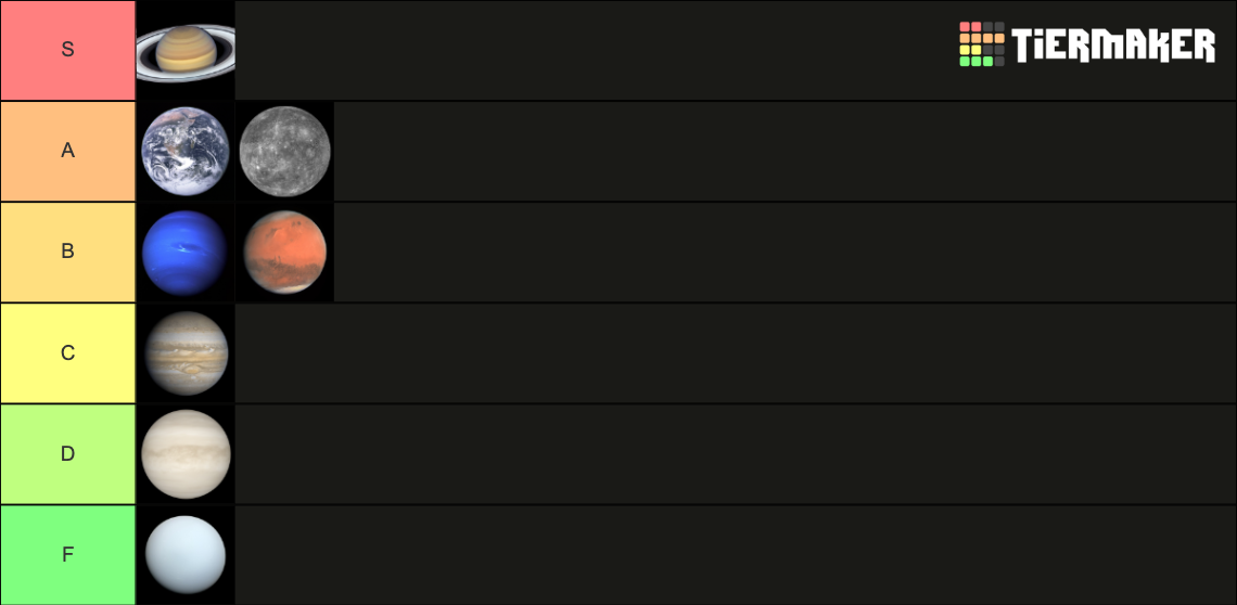 Planets of the solar system Tier List (Community Rankings) - TierMaker