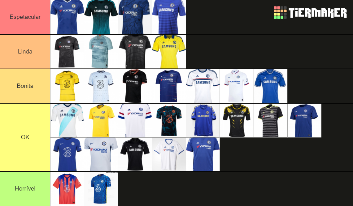 Camisas do Chelsea FC Tier List (Community Rankings) - TierMaker