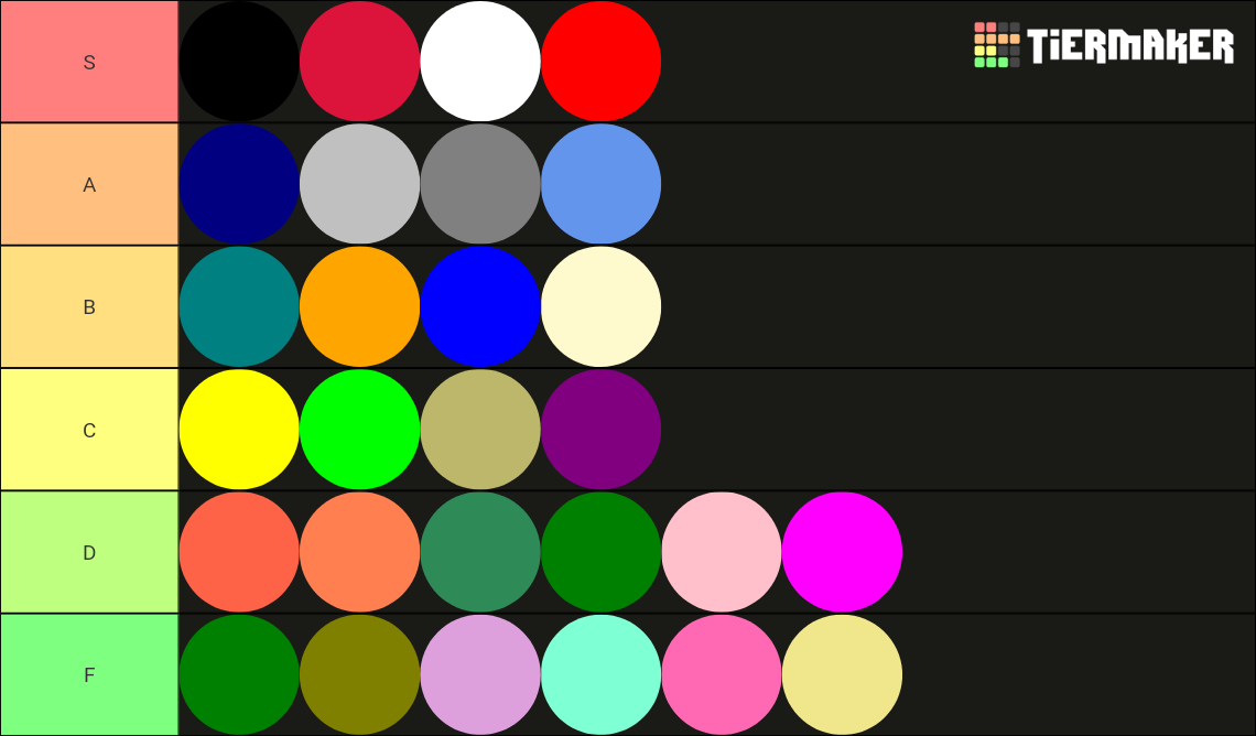 Color Tier List (Community Rankings) - TierMaker