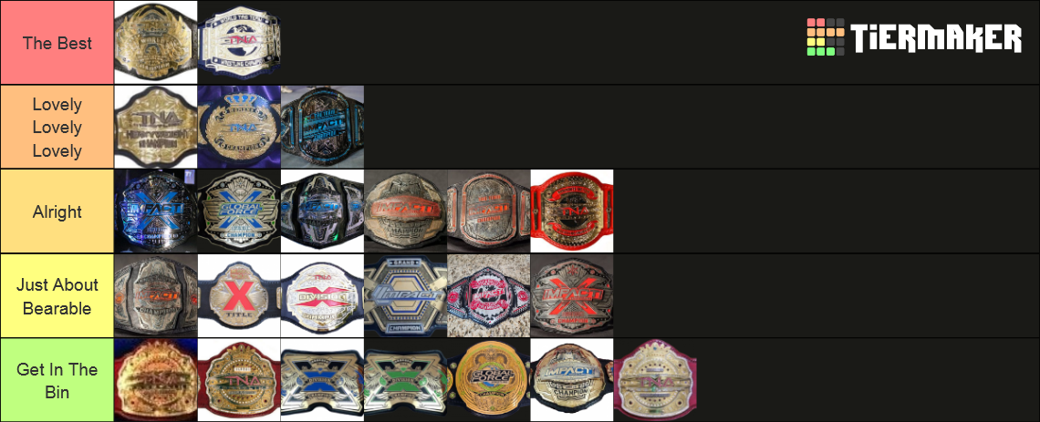 Every TNA/Impact Title Belt Design Tier List (Community Rankings ...