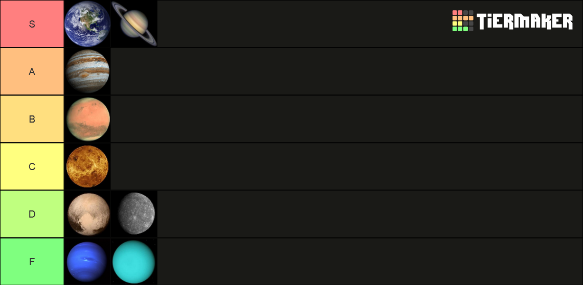 The Solar System Tier List (Community Rankings) - TierMaker