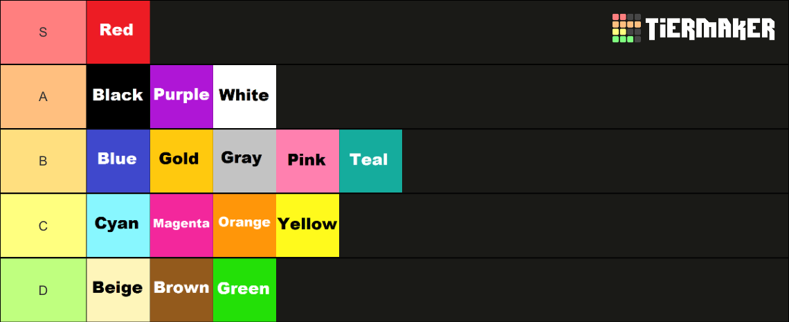 Favorite Color Tier List (Community Rankings) - TierMaker