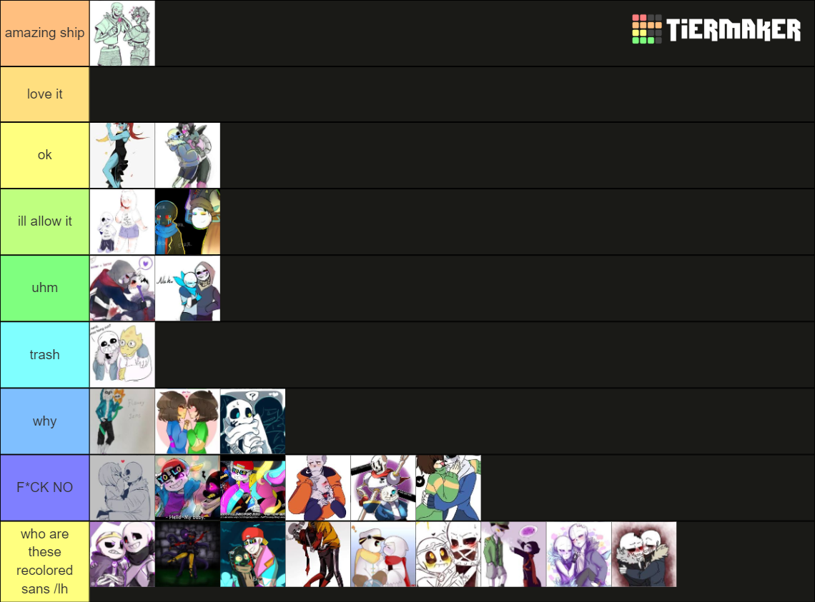 undertale ships Tier List (Community Rankings) - TierMaker