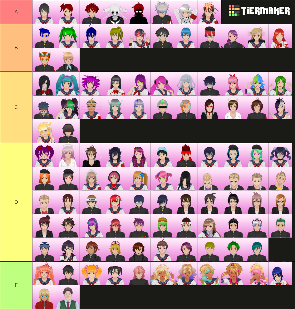 Yandere Simulator Characters Tier List (Community Rankings) - TierMaker