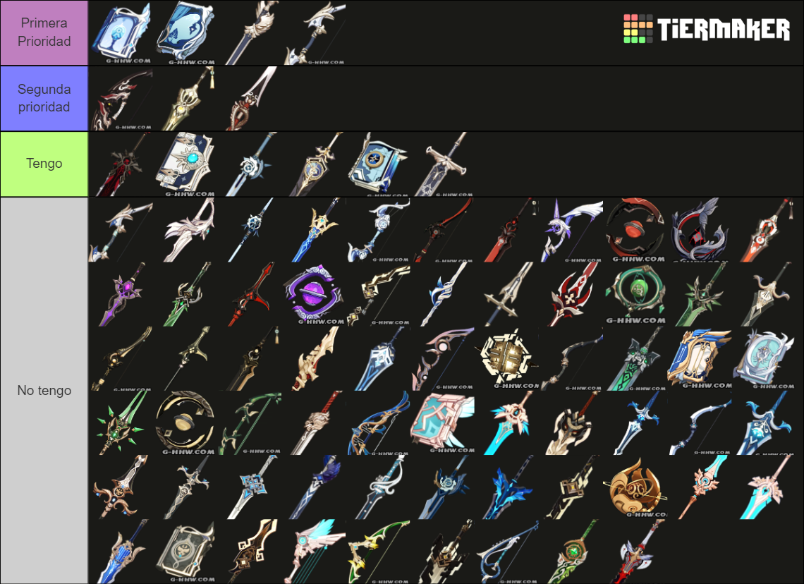Genshin Weapon Tier List (Community Rankings) - TierMaker